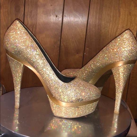 Promise | Shoes | Gold Platform Sequence Heels | Poshmark
